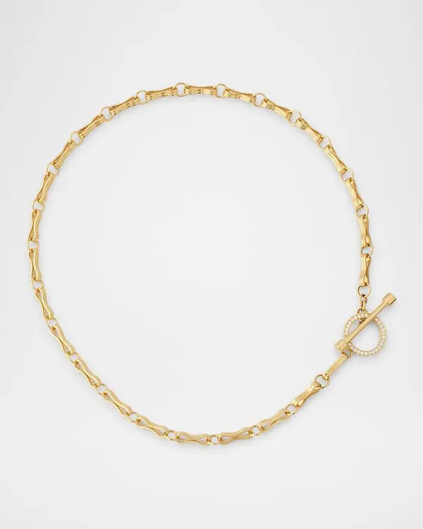 AZLEE Large Motif Diamond Pavé Toggle Chain Necklace - Yellow Gold