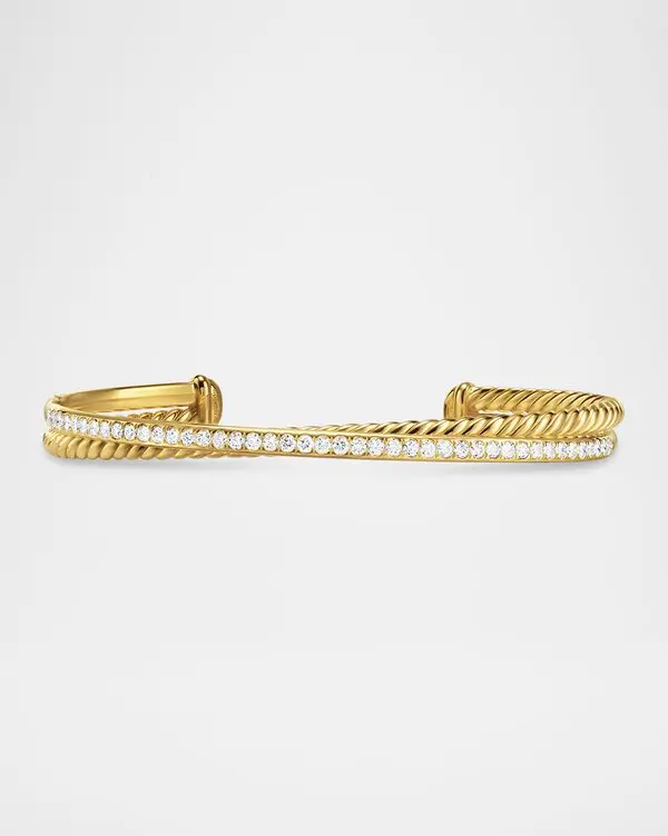 David Yurman Crossover Bracelet With Diamonds In 18k Gold - Diamond