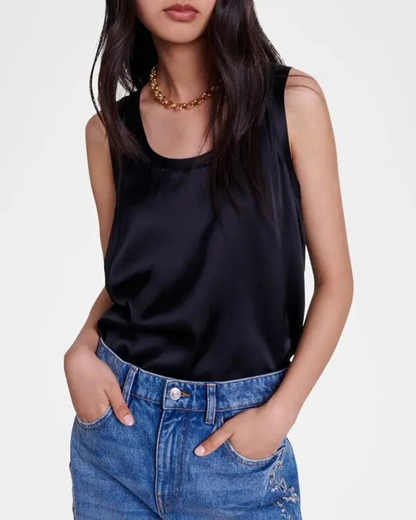 Maje Lourma Silk Tank Top - Black