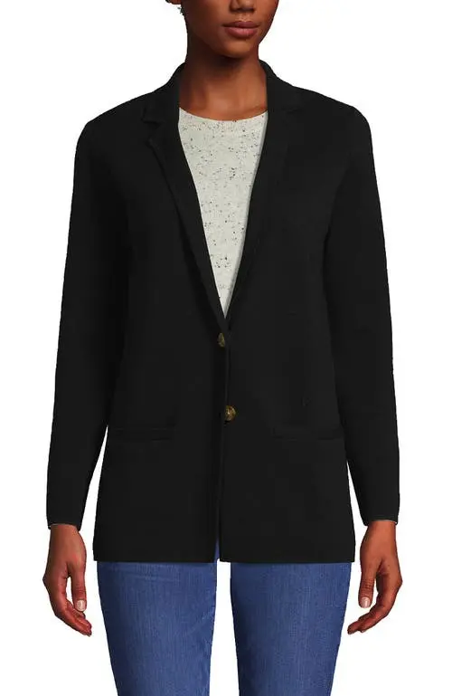 LANDS' END Fine Gauge Cotton Knit Blazer - Black