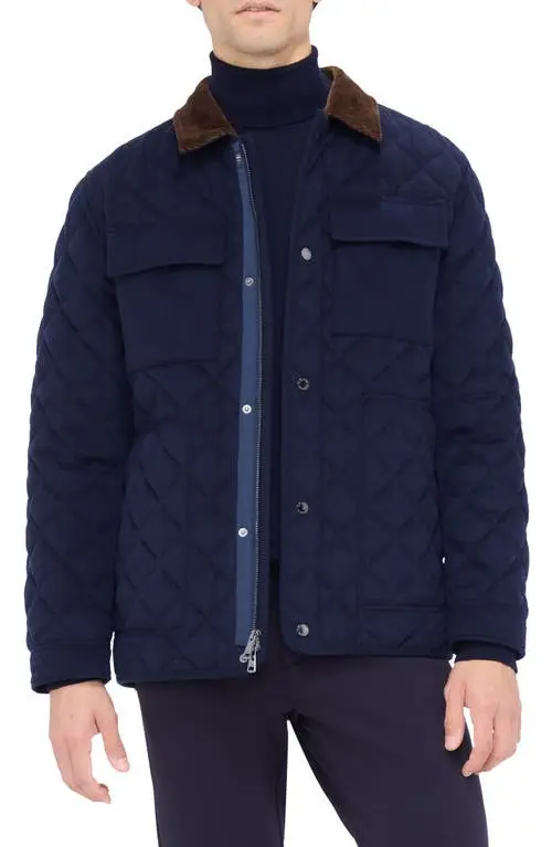 Bugatchi Diamond Quilted Field Jacket - Navy
