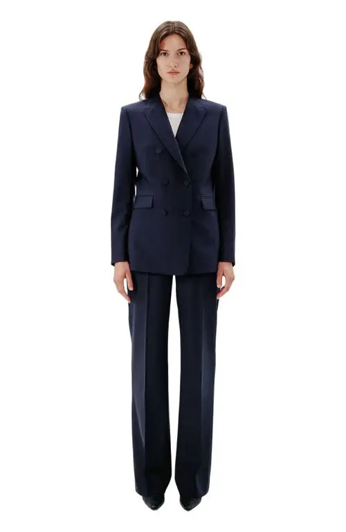 Another Tomorrow Double-breasted Jacket - Navy