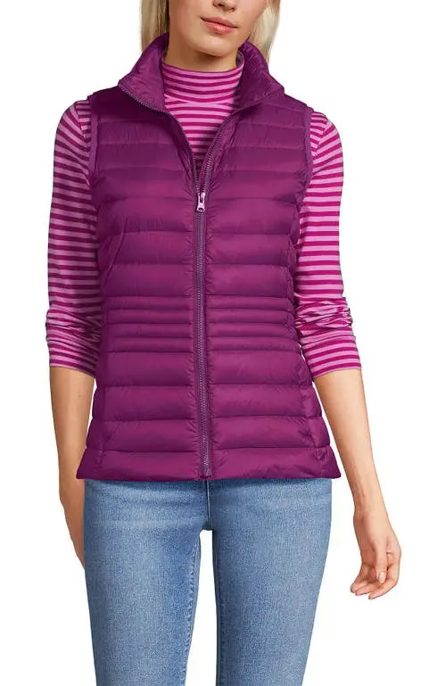 LANDS' END Wanderweight Packable Ultralight Down Vest - Light Raspberry Sorbet
