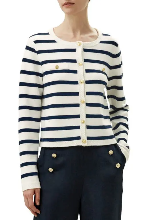 Lilysilk Gariana Striped Merino Wool Cardigan