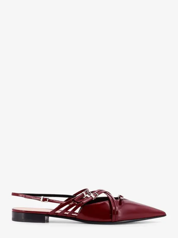Gucci Leather Slingback With Bands And Buckle - Red
