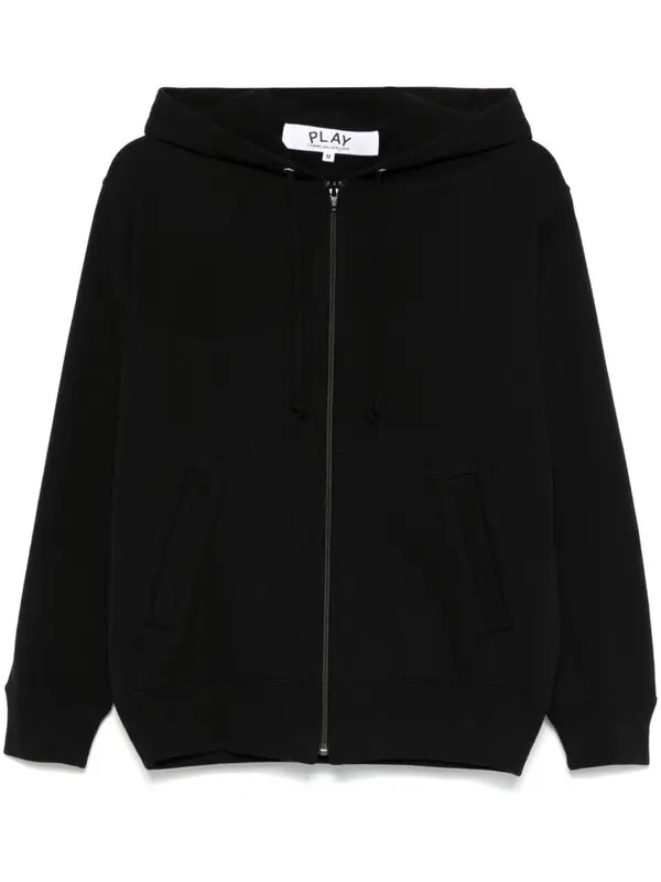 Play Comme Des Garcon Signature Heart-patch Hoodie - Black