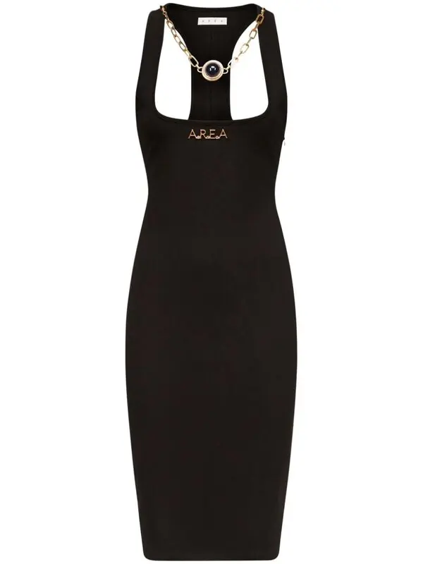 AREA Nameplate Tank Minidress - Black