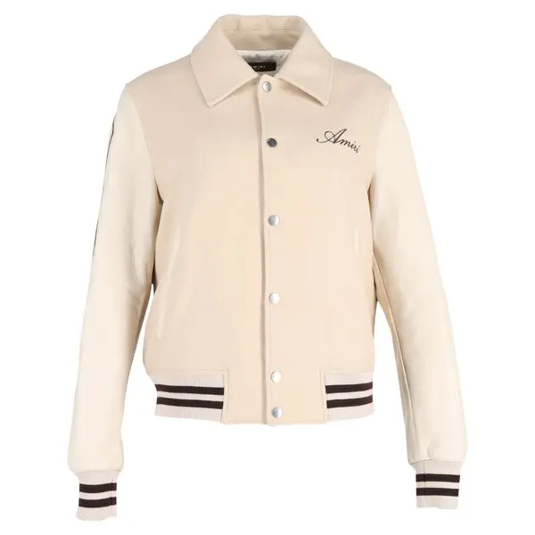 Amiri Bones Varsity Jacket In Wool In Beige - 42% Off | Editorialist