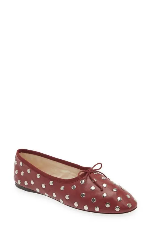 LOEFFLER RANDALL Landon Studded Ballet Flat - Wine/ Silver
