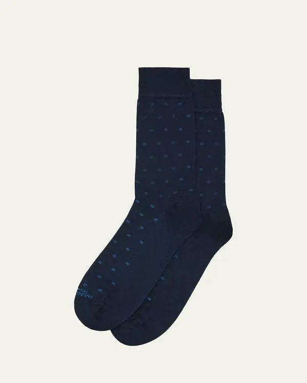 Marcoliani Modal Cashmere Polka Dot Mid-calf Socks - Navy