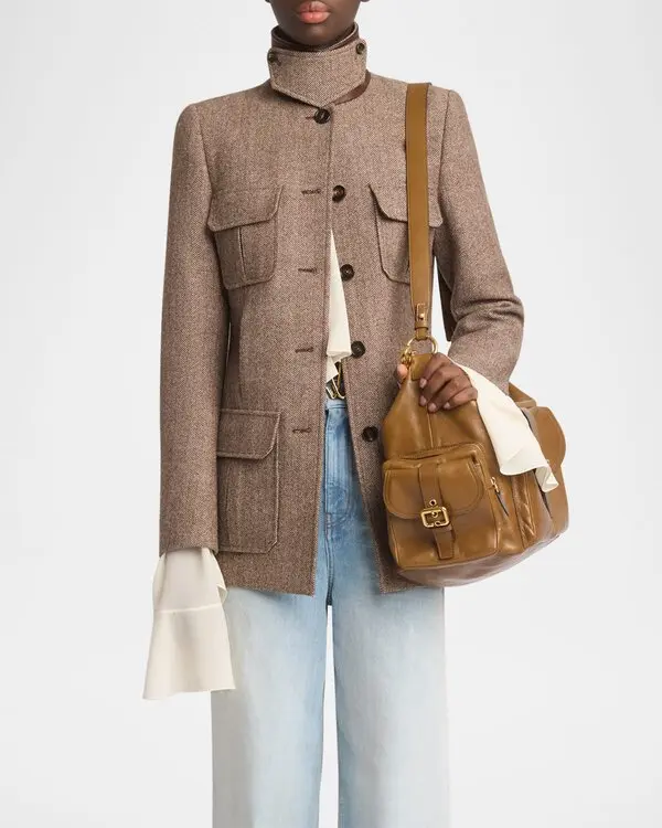 Chloé Herringbone Wool Jacket - Somber Brown