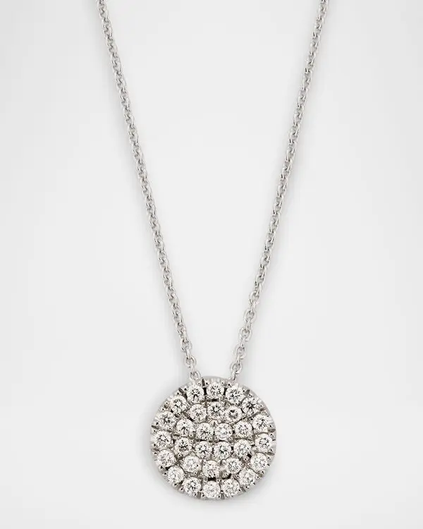 LISA NIK 18k White Gold Diamond Disc Pendant Necklace - Diamonds
