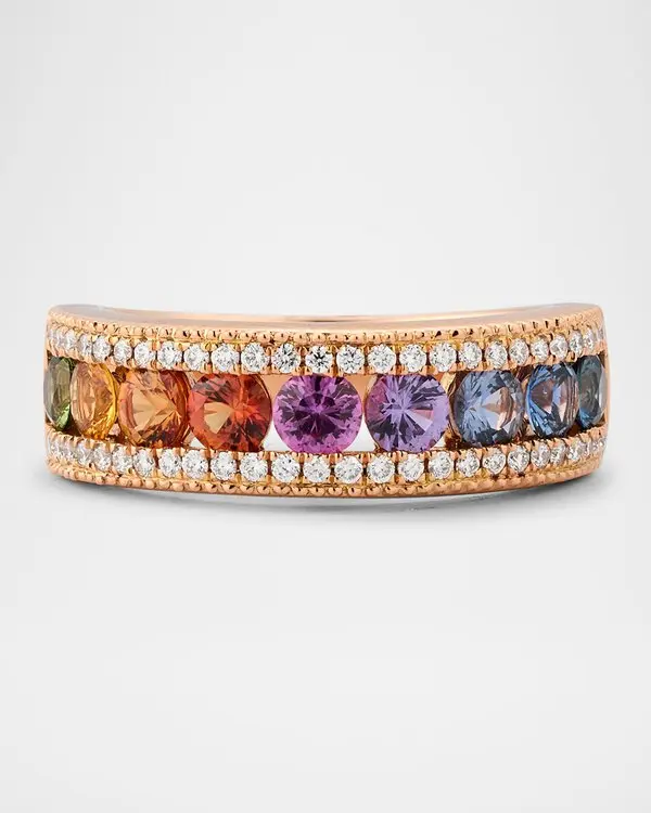 LISA NIK Rainbow 18k Rose Gold And Diamond Ring - Sapphire
