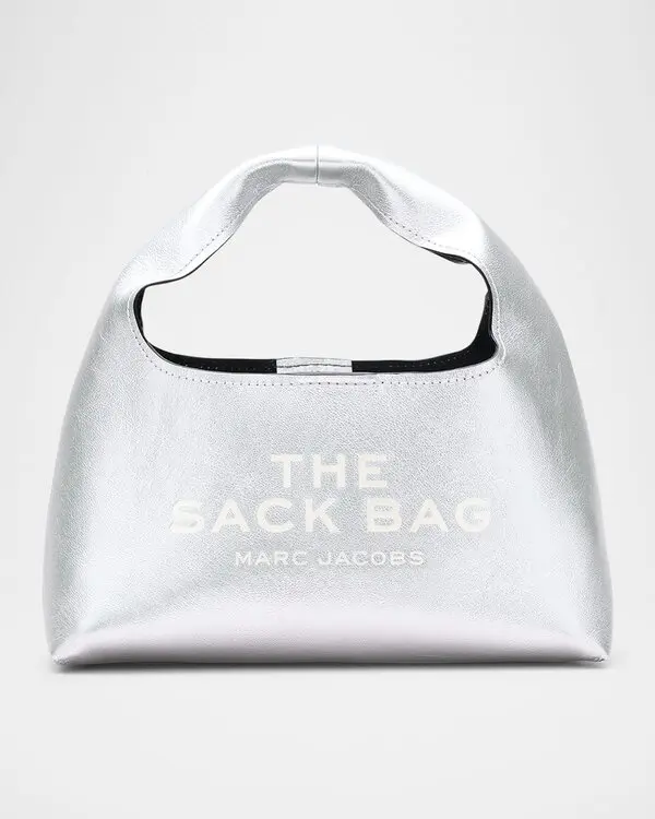 Marc Jacobs Metallic Leather Mini Sack Bag - Silver