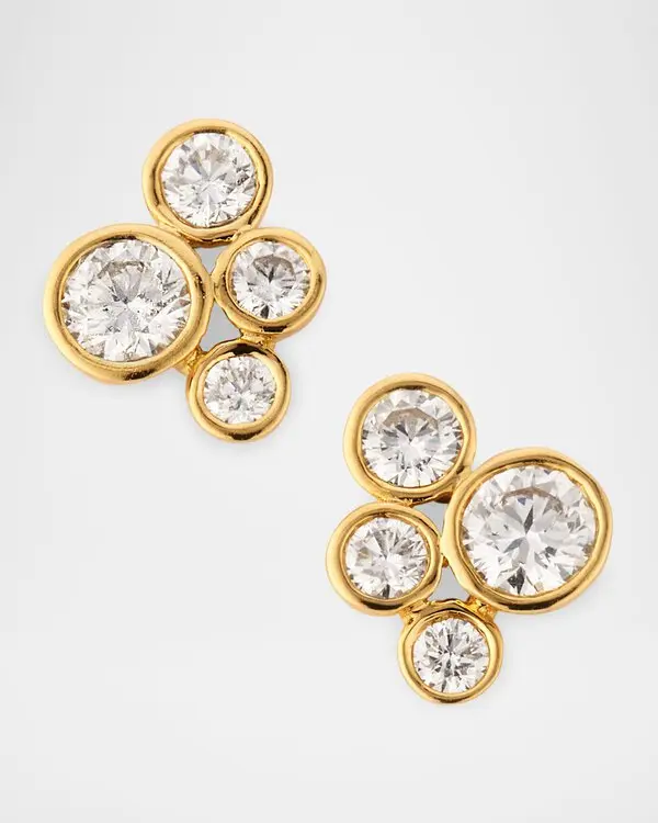 LISA NIK Sparkle 18k Yellow Gold Diamond Stud Earrings