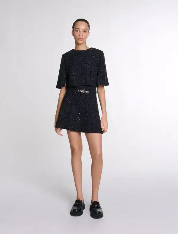 maje tweed 2 in 1 short dress 2-in-1 tweed dress