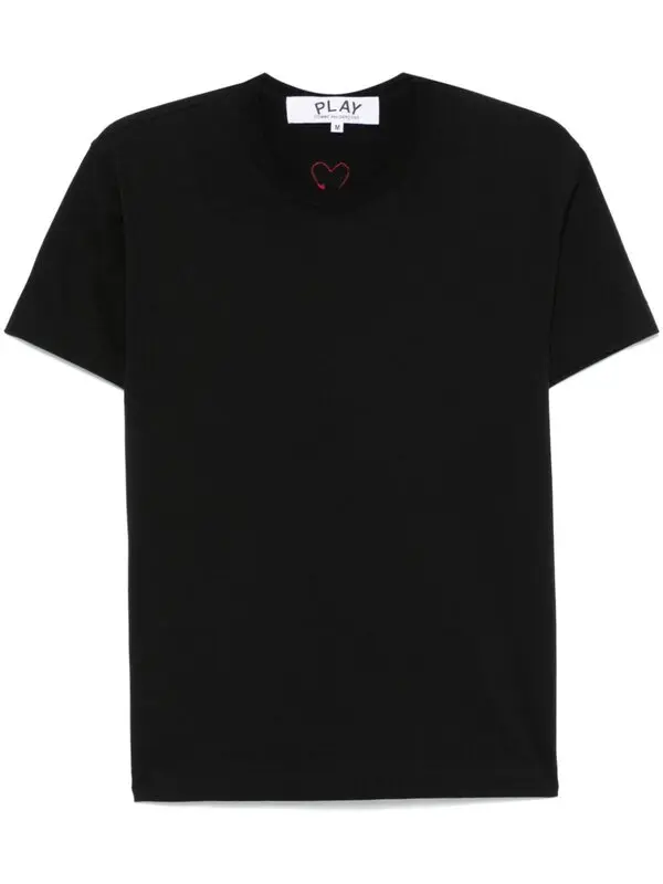 Play Comme Des Garcon Signature Heart-patch T-shirt - Black