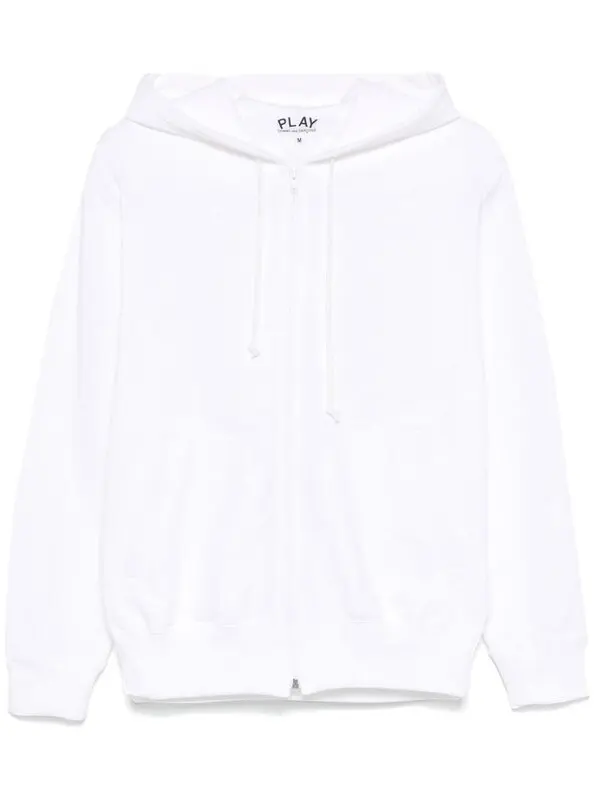 Play Comme Des Garcon Signature Heart-patch Hoodie - White