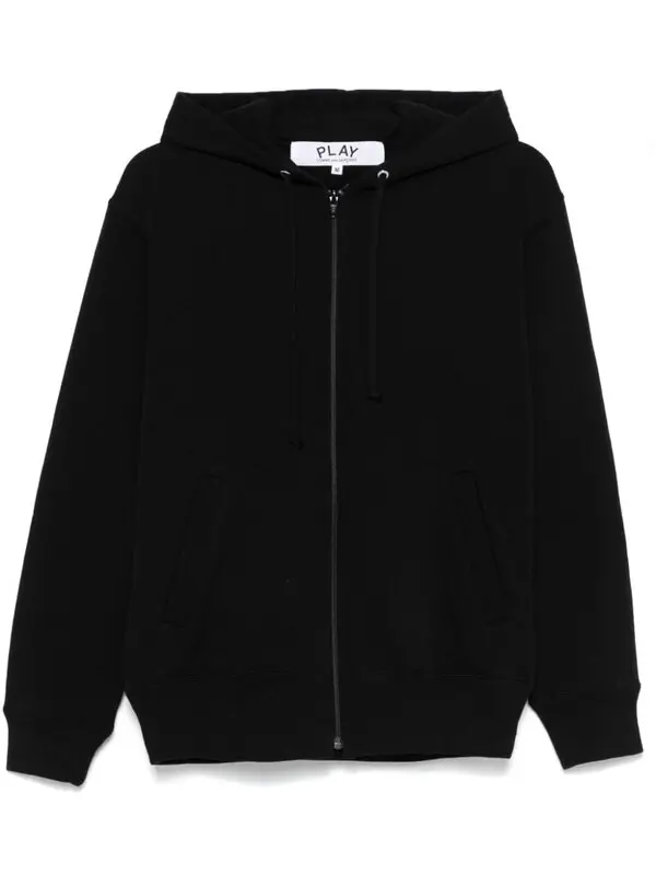 Play Comme Des Garcon Signature Heart-patch Hoodie - Black
