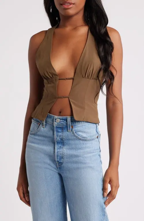 MISTRESS ROCKS Open-front Halter Top