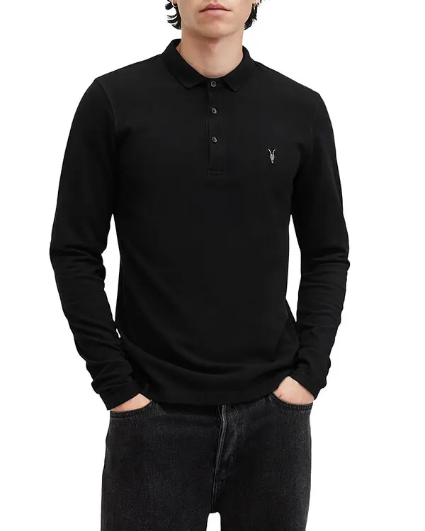 All Saints Reform Cotton Slim Fit Polo Shirt - Black
