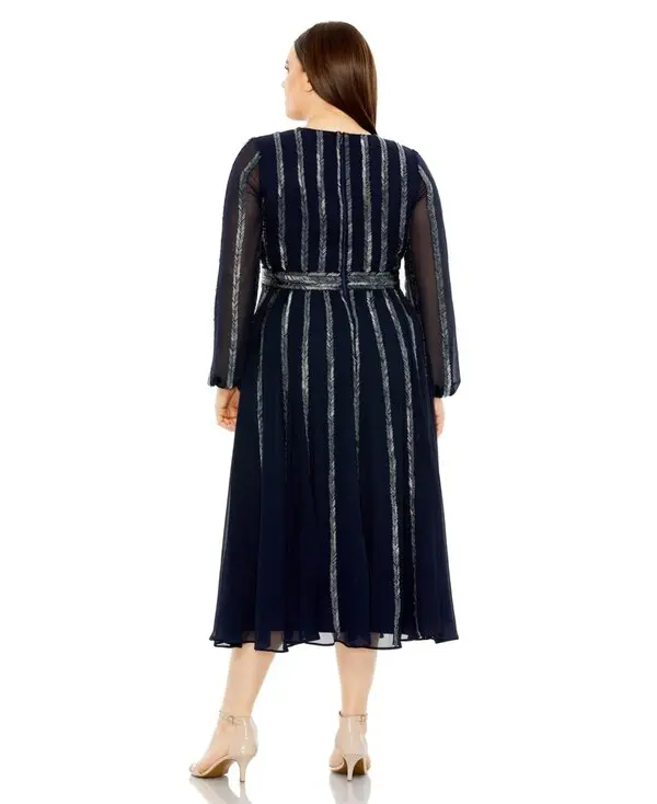 Mac Duggal Sequined Long Sleeve Gown