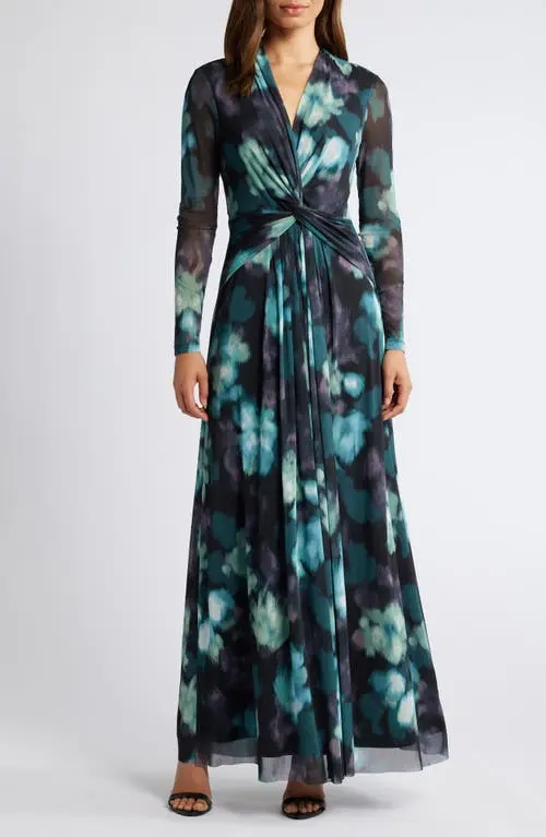 Anne Klein Twist Front Maxi Dress - Anne Black Multi