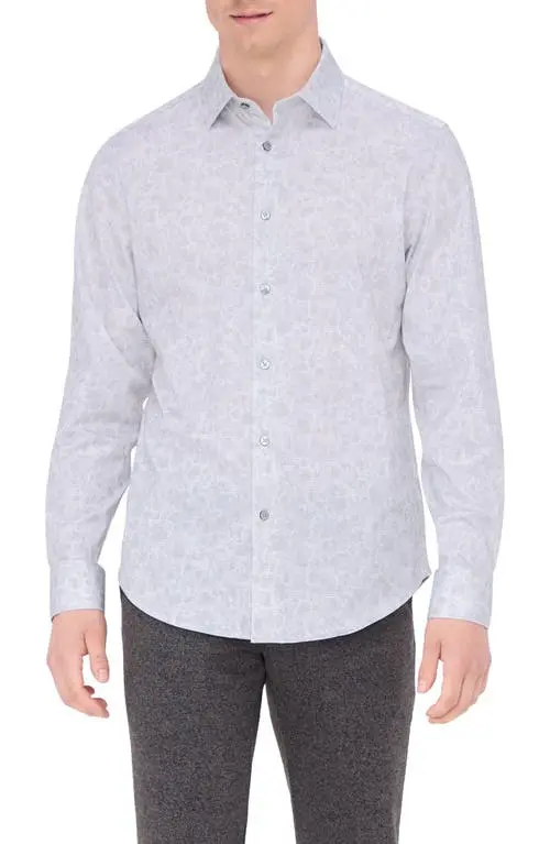 Bugatchi James Ooohcotton® Floral Abstract Print Button-up Shirt - Platinum