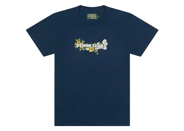 DENIM TEARS Logo Tee Shirt - Navy Blue