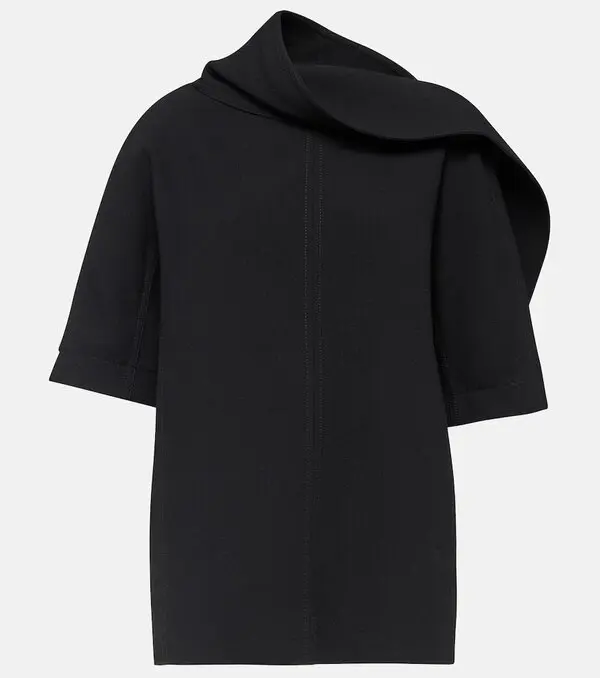 Bottega Veneta Draped Virgin Wool Crêpe Top - Black