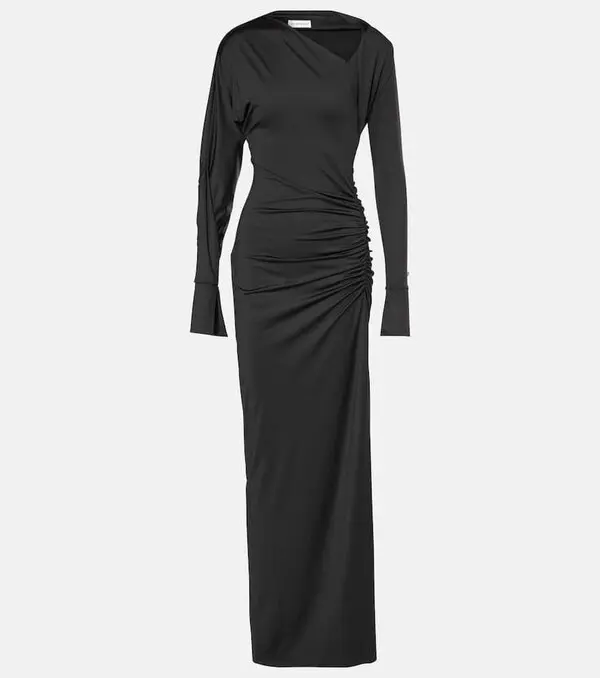 Victoria Beckham Ruched Asymmetric Gown - Black