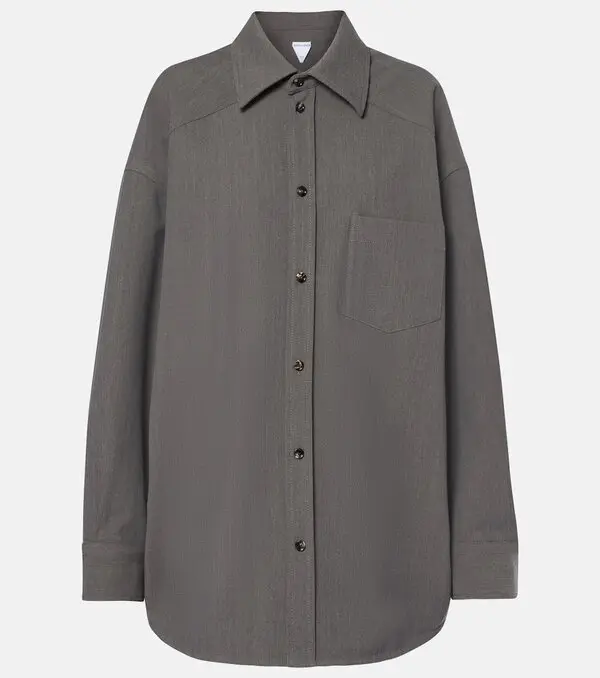 Bottega Veneta Oversized Wool-blend Shirt - Grey