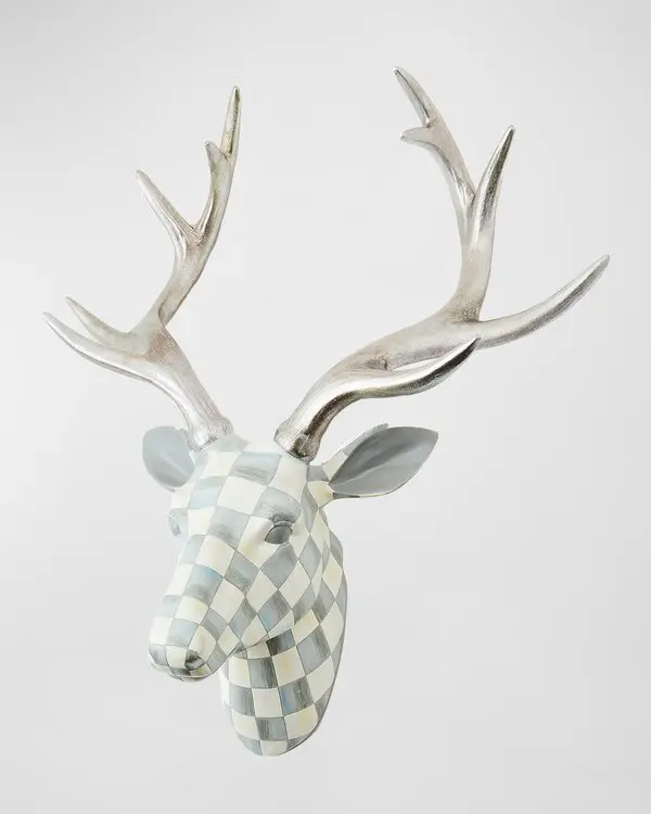 MACKENZIE-CHILDS Sterling Check Small Deer Head Wall Decor