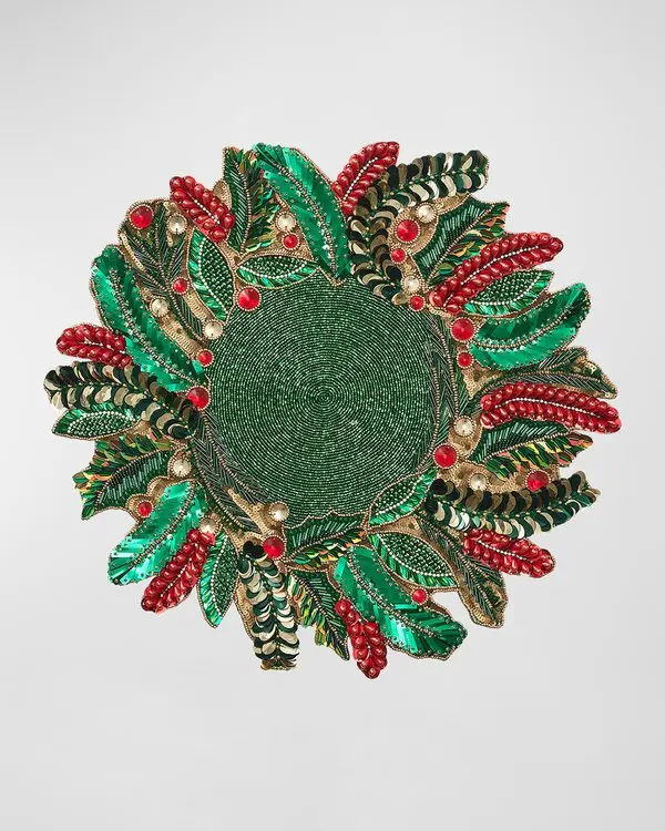 KIM SEYBERT Holly And Sprig Beaded Placemat