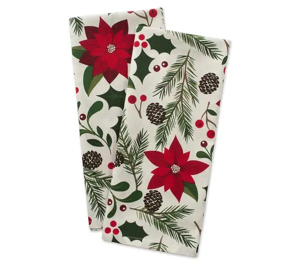 DESIGN IMPORTS Set/2 Holiday Sprigs Printed Dis H Towels