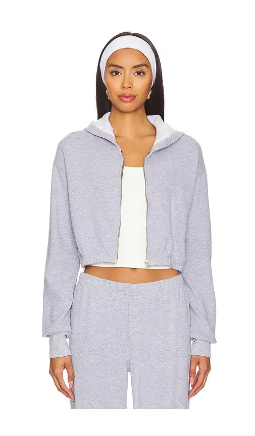 Lamade Zip-up Cropped Hoodie - Heather Grey