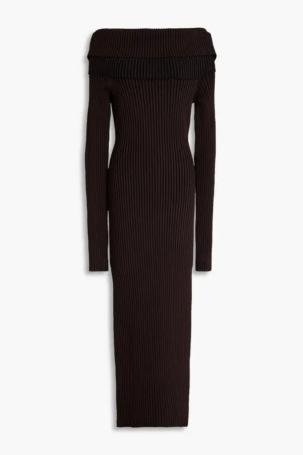 NICHOLAS Off-the-shoulder Ribbed Knit Maxi Dress