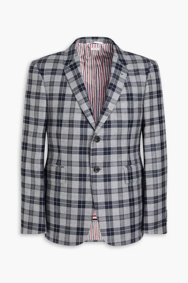 Thom Browne Checked Wooltweed Blazer - Gray