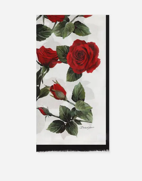 Dolce & Gabbana Modal And Silk Scarf With Rose - Print