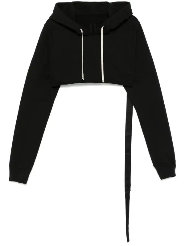 Rick Owens Cropped Hoodie - Black