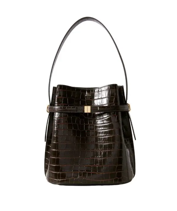 TOTÊME Belted Croc-effect Leather Tote