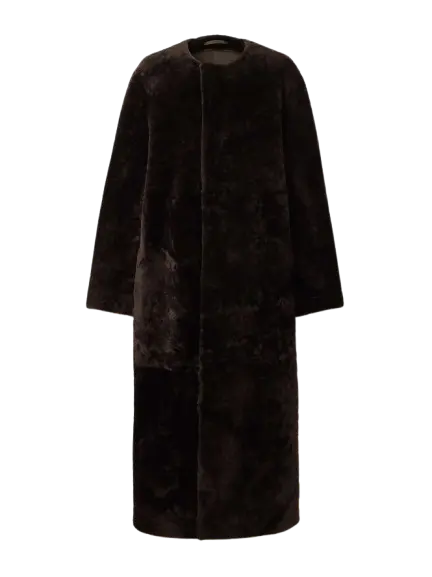 TOTÊME Shearling Longline Coat - Brown