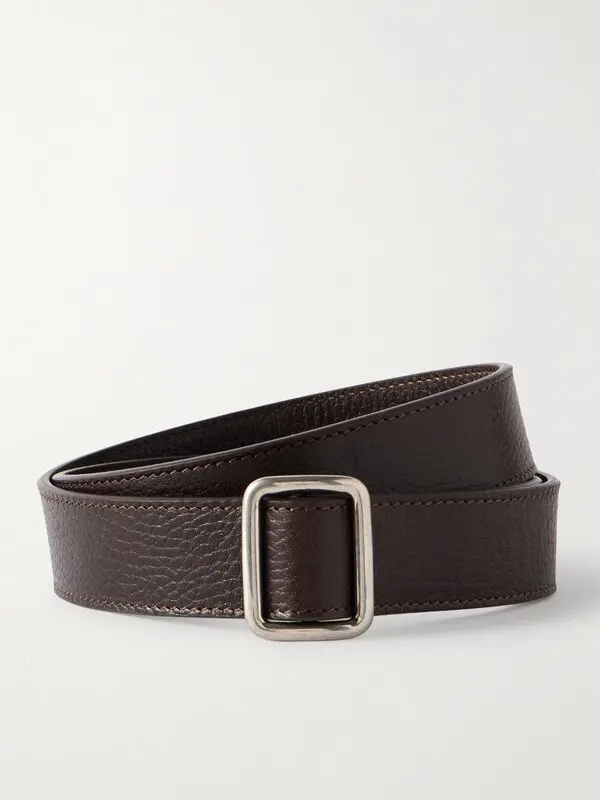 The Row Jin Textured-Leather Belt - Brown | Editorialist