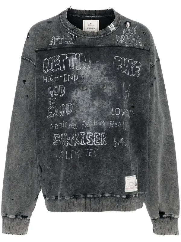 Mihara Yasuhiro Bleached Sweatshirt - Black
