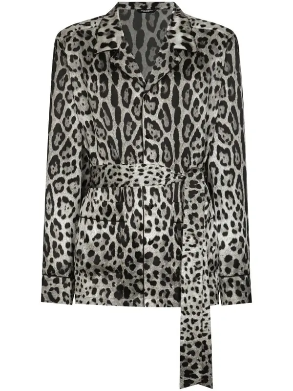Dolce & Gabbana Leopard-print Silk Shirt - Black