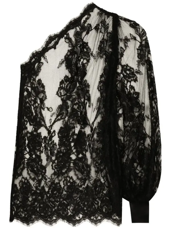 Dolce & Gabbana One-shoulder Lace Blouse