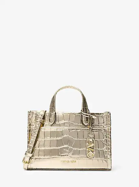 Michael Kors Gigi Small Metallic Crocodile Embossed Leather  display picture 1