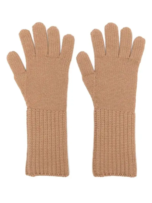 Fabiana Filippi Ribbed-knit Gloves - Brown
