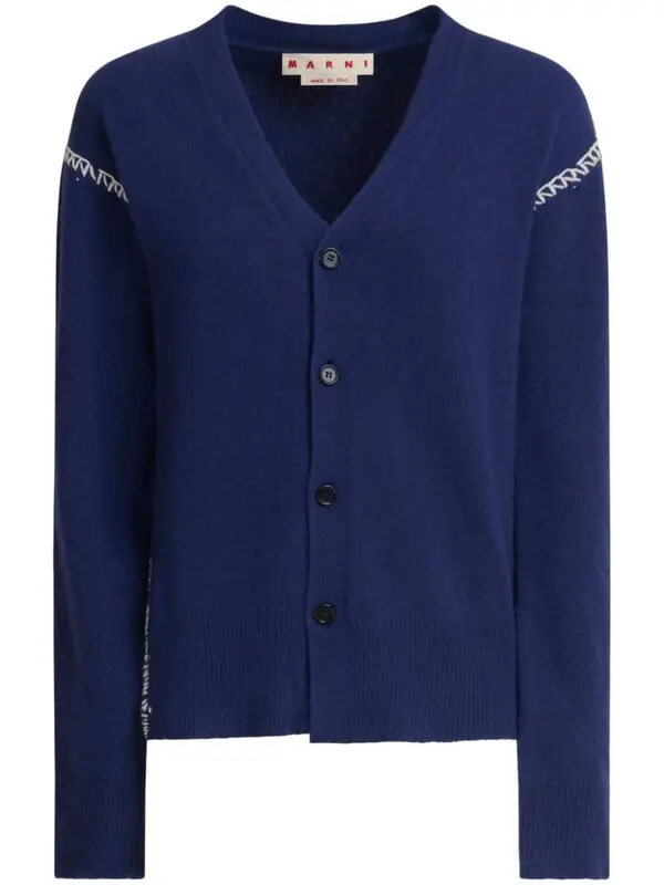 Marni Whipstitch-trim Virgin Wool-cashmere Blend Cardigan