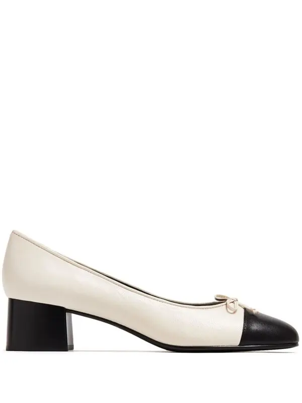 Tory Burch 45mm Cap-toe Leather Pumps - White